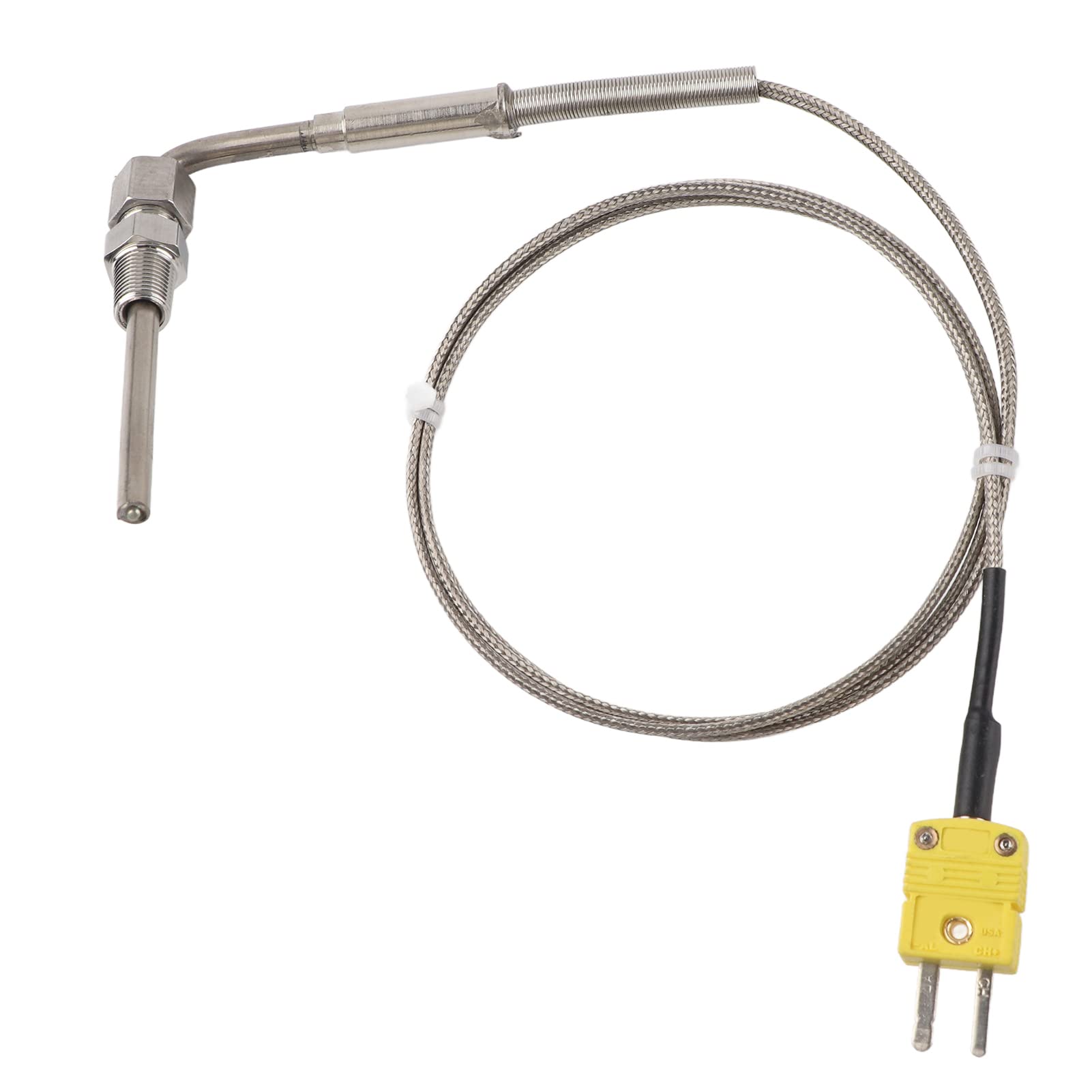 EGT K type Thermocouple 1/8 NPT Thread Thermocouple Temperature Sensor K Type Thermocouple Probe with Exposed Tip and Connector 1M