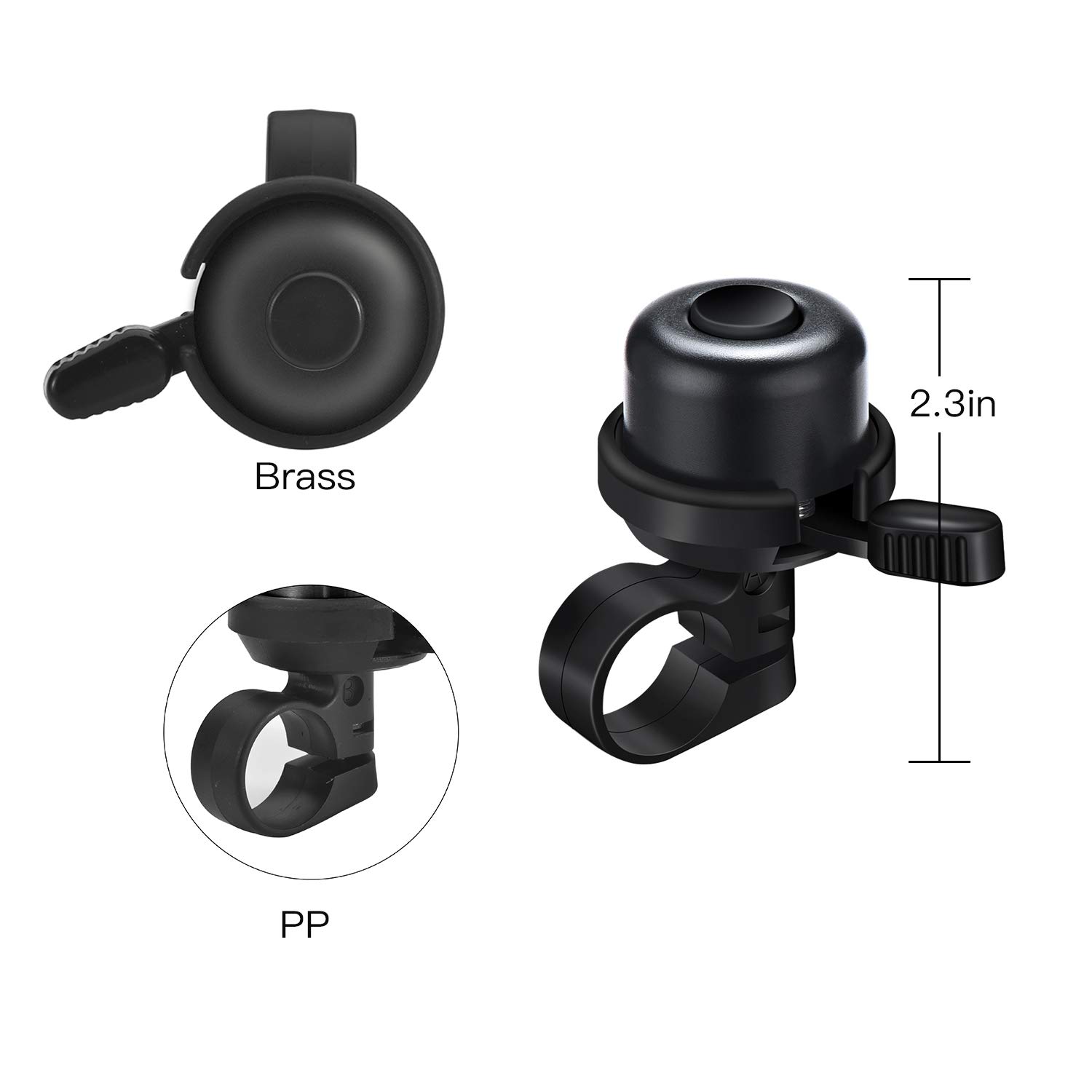 Bike Bell,Brass Bicycle Bell Classic Bike Bells for Adults/Kids Ring Bell Horn for Mountain Bike Scooters Ebike Accessories Loud Crisp Clear Sound,Black