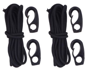 meter star 4pcs kayak hook and 2pcs 6.5feet black elastic cord elastic nylon cords for kayak canoe and fishing boat