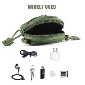 Small Molle Pouch Accessories, Upgraded EDC Pouches Military Gear, Tactical Bag Case as Coin Purse Keychain, Case Wallet, Wireless Headset Pack. (Green)