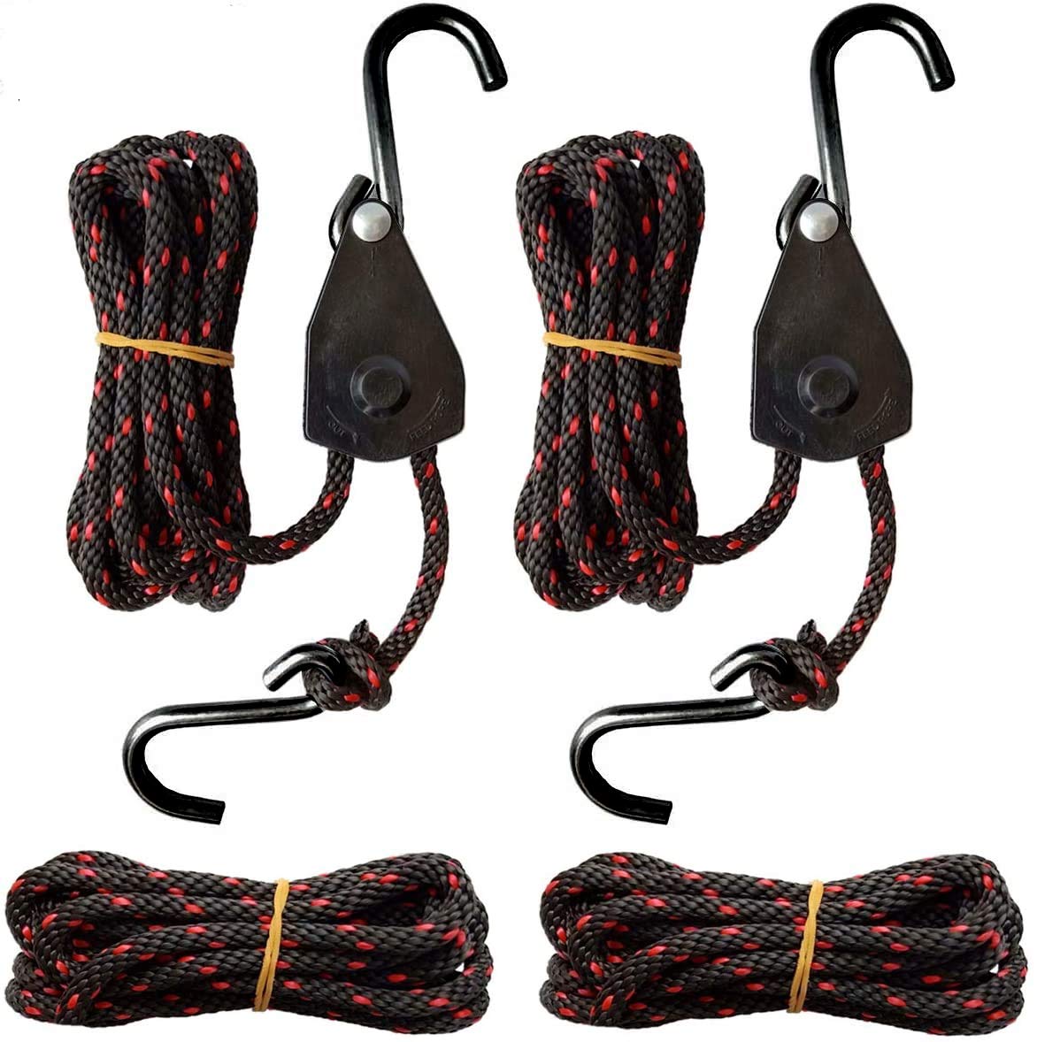 Seamander Kayak Canoe Bow and Stern Straps,Tie Down Straps Heavy Duty Rope Hanger Ratchet 1/4''x10ft+10FT