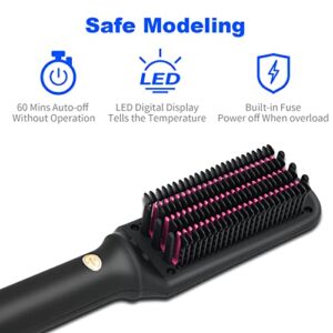 Hair Straightener Brush 5 Temp Settings Ionic Straightening Brush for Frizz-Free Silky Hair, Anti-Scald Fast Heating Auto-Off Safe Straightening Comb for Women.