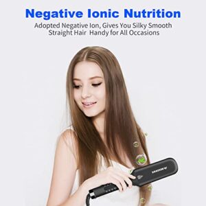 Hair Straightener Brush 5 Temp Settings Ionic Straightening Brush for Frizz-Free Silky Hair, Anti-Scald Fast Heating Auto-Off Safe Straightening Comb for Women.