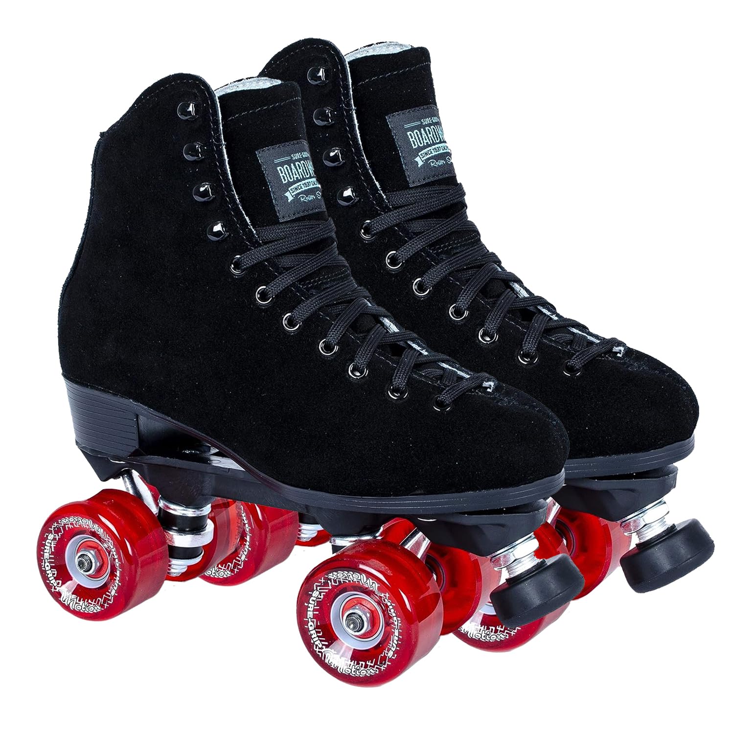 Sure Grip Boardwalk Unisex Outdoor Roller Skate - Suede Material, ABEC 3 Bearings, Soft 78A Motion 62mm Red Wheels - Polyurethane Wheel Material (Red Motion)