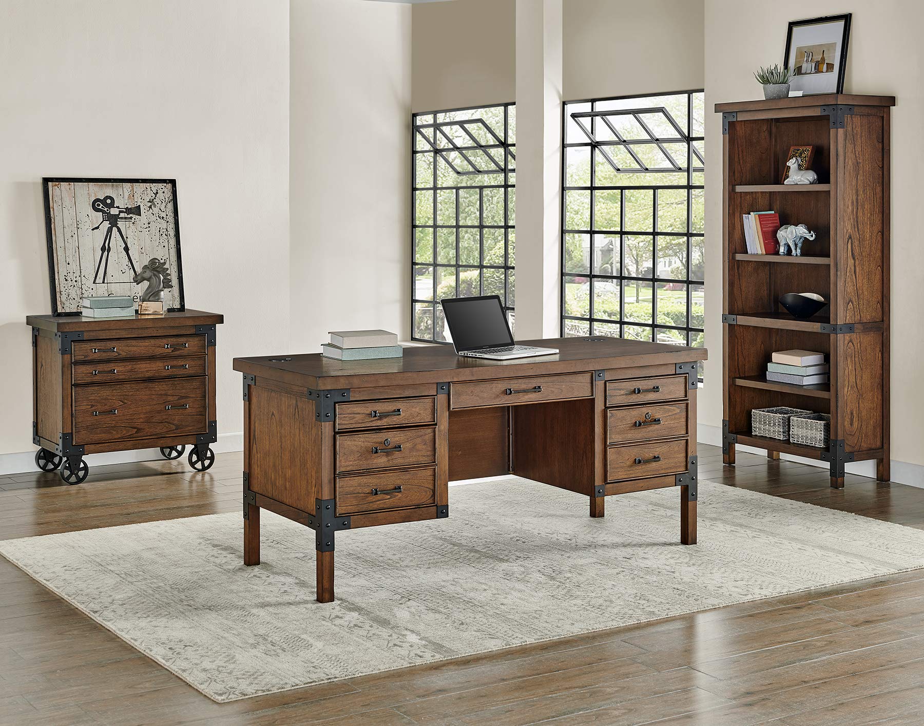 Martin Furniture HALF PEDESTAL DESK, Brown