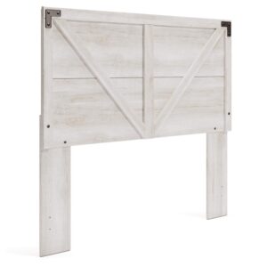 signature design by ashley shawburn modern farmhouse headboard, queen, whitewash