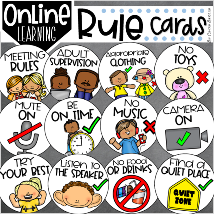 Virtual Learning Online Meeting Reminder Rule Cards