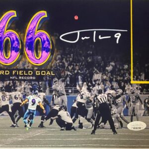 JUSTIN TUCKER AUTOGRAPHED SIGNED 8X10 PHOTO BALTIMORE RAVENS JSA COA