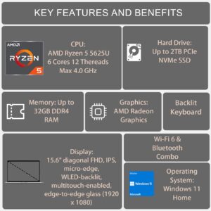 HP Newest Envy x360 2-in-1 Laptop, 15.6" Full HD Touchscreen, AMD Ryzen 5 5625U 6-Core Processor, 32GB RAM, 512GB SSD, Backlit Keyboard, HDMI, Webcam, Wi-Fi 6, Windows 11 Home, Stylus Pen Included