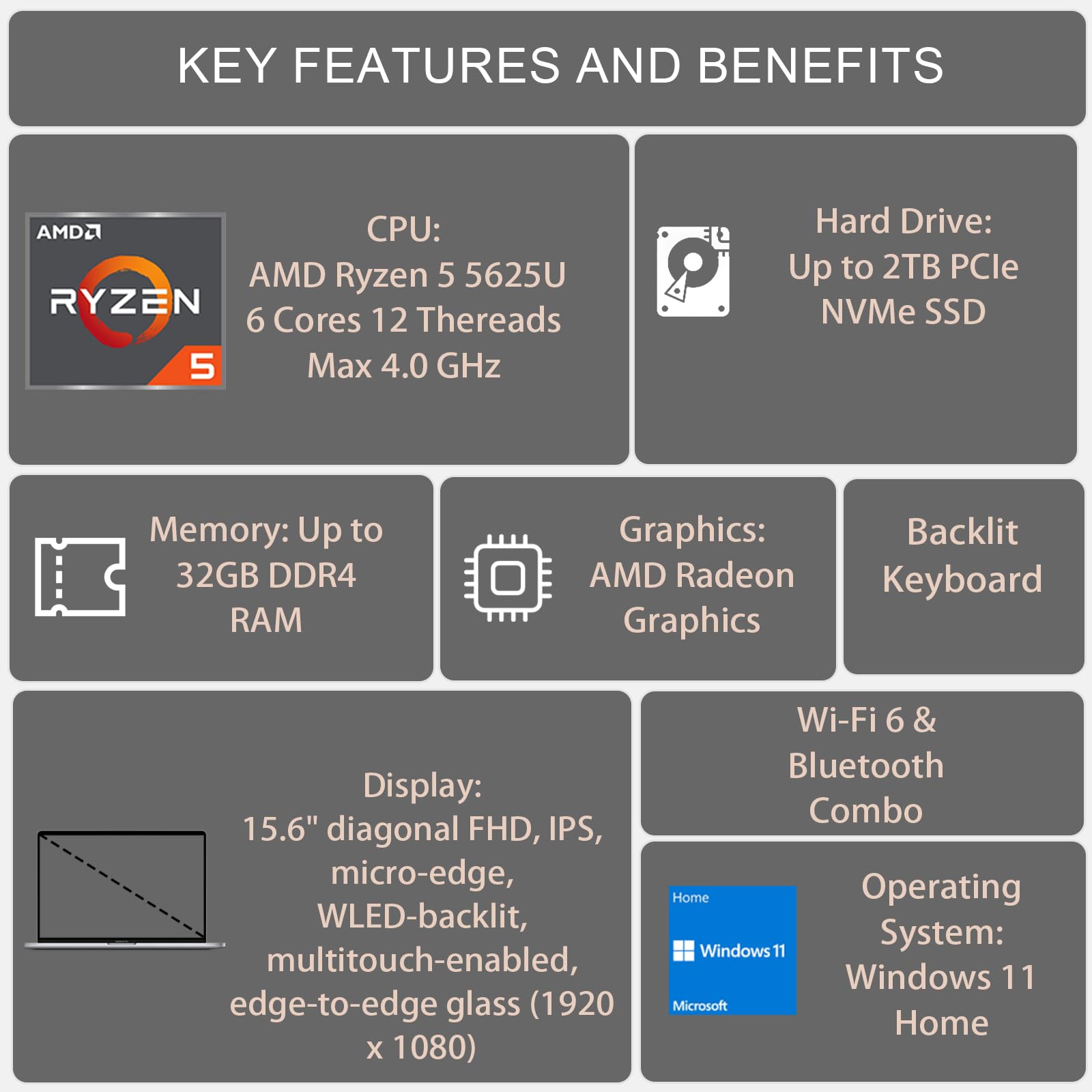 HP Newest Envy x360 2-in-1 Laptop, 15.6" Full HD Touchscreen, AMD Ryzen 5 5625U 6-Core Processor, 32GB RAM, 512GB SSD, Backlit Keyboard, HDMI, Webcam, Wi-Fi 6, Windows 11 Home, Stylus Pen Included