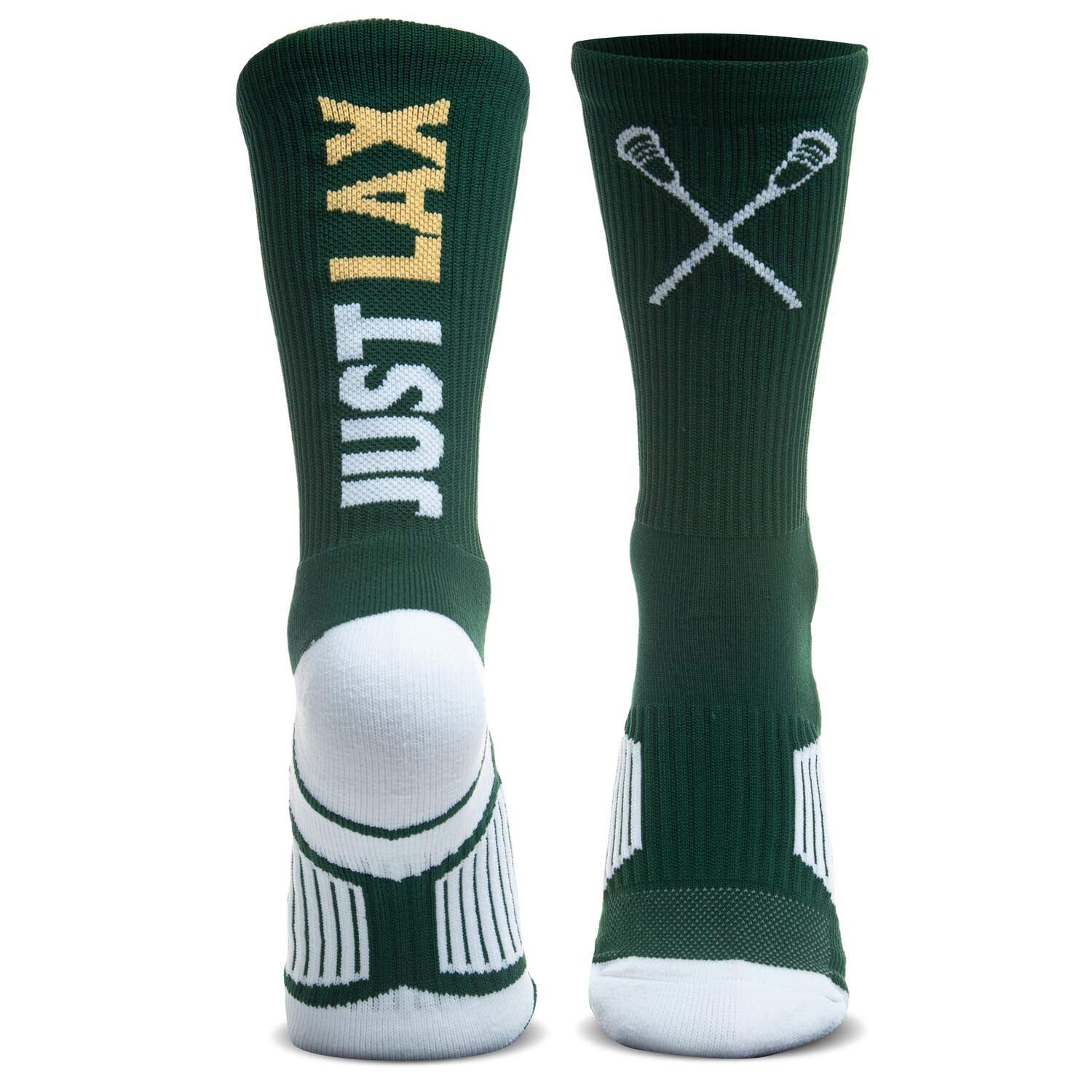 ChalkTalkSPORTS Lacrosse Athletic Mid-Calf Woven Socks | Just Lax Socks | Green