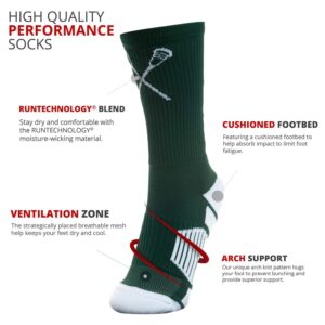 ChalkTalkSPORTS Lacrosse Athletic Mid-Calf Woven Socks | Just Lax Socks | Green