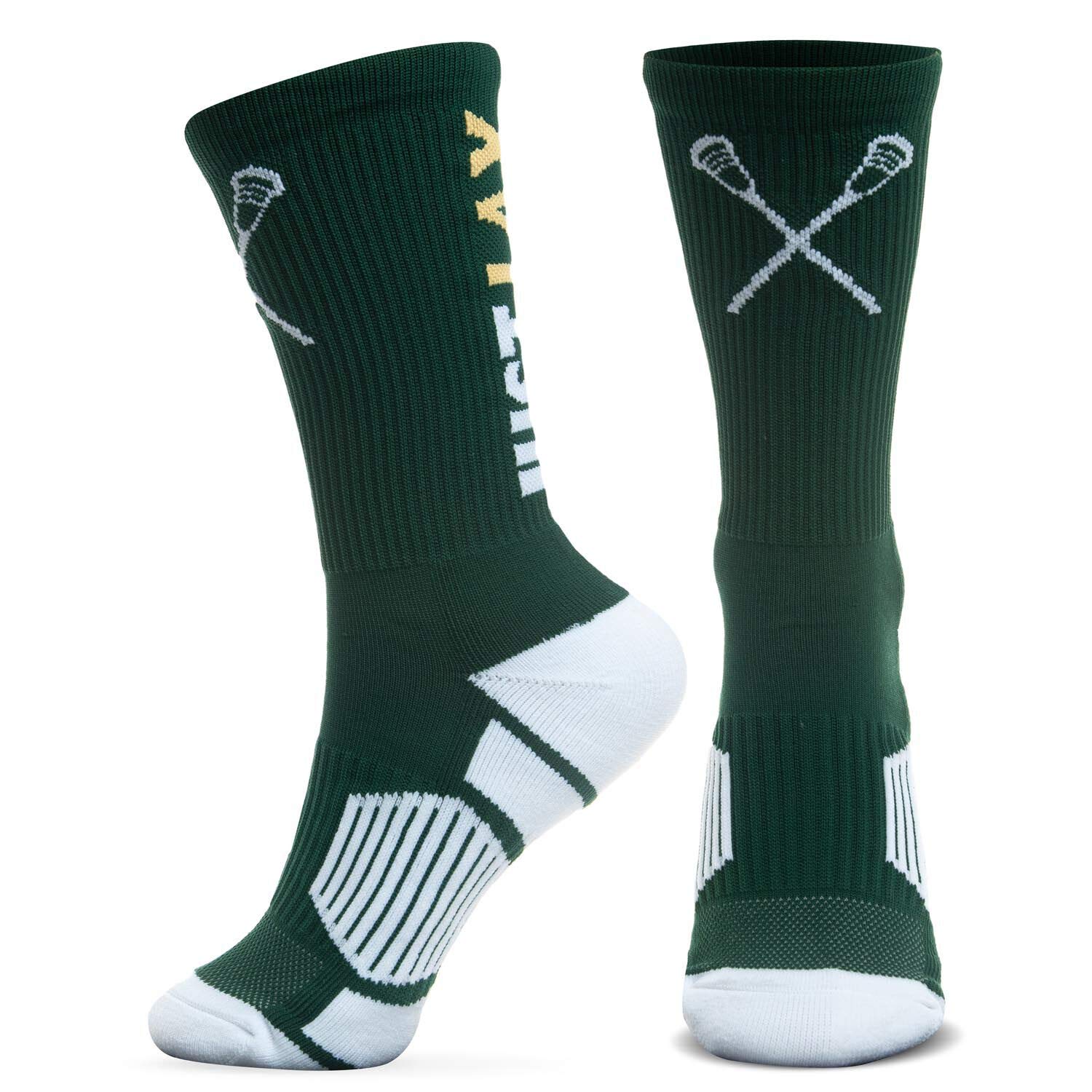 ChalkTalkSPORTS Lacrosse Athletic Mid-Calf Woven Socks | Just Lax Socks | Green