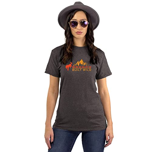 Ford Bronco Ladies Shirt, Built Wild, Short Sleeve Crew Neck, Medium, Charcoal Heather