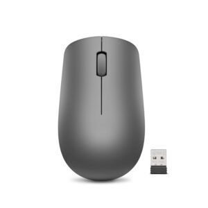 lenovo 530 full size wireless computer mouse for pc, laptop, computer with windows - 2.4 ghz nano usb receiver - ambidextrous design - 12 months battery life - graphite grey