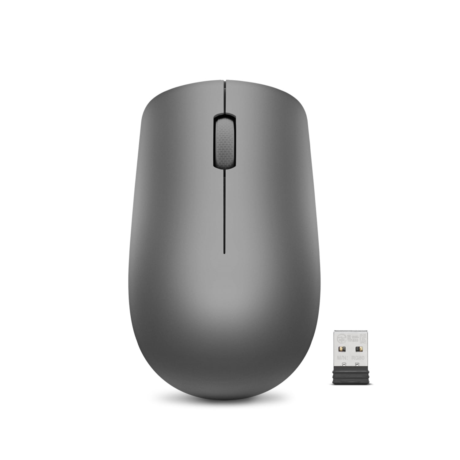 Lenovo 530 Full Size Wireless Computer Mouse for PC, Laptop, Computer with Windows - 2.4 GHz Nano USB Receiver - Ambidextrous Design - 12 Months Battery Life - Graphite Grey