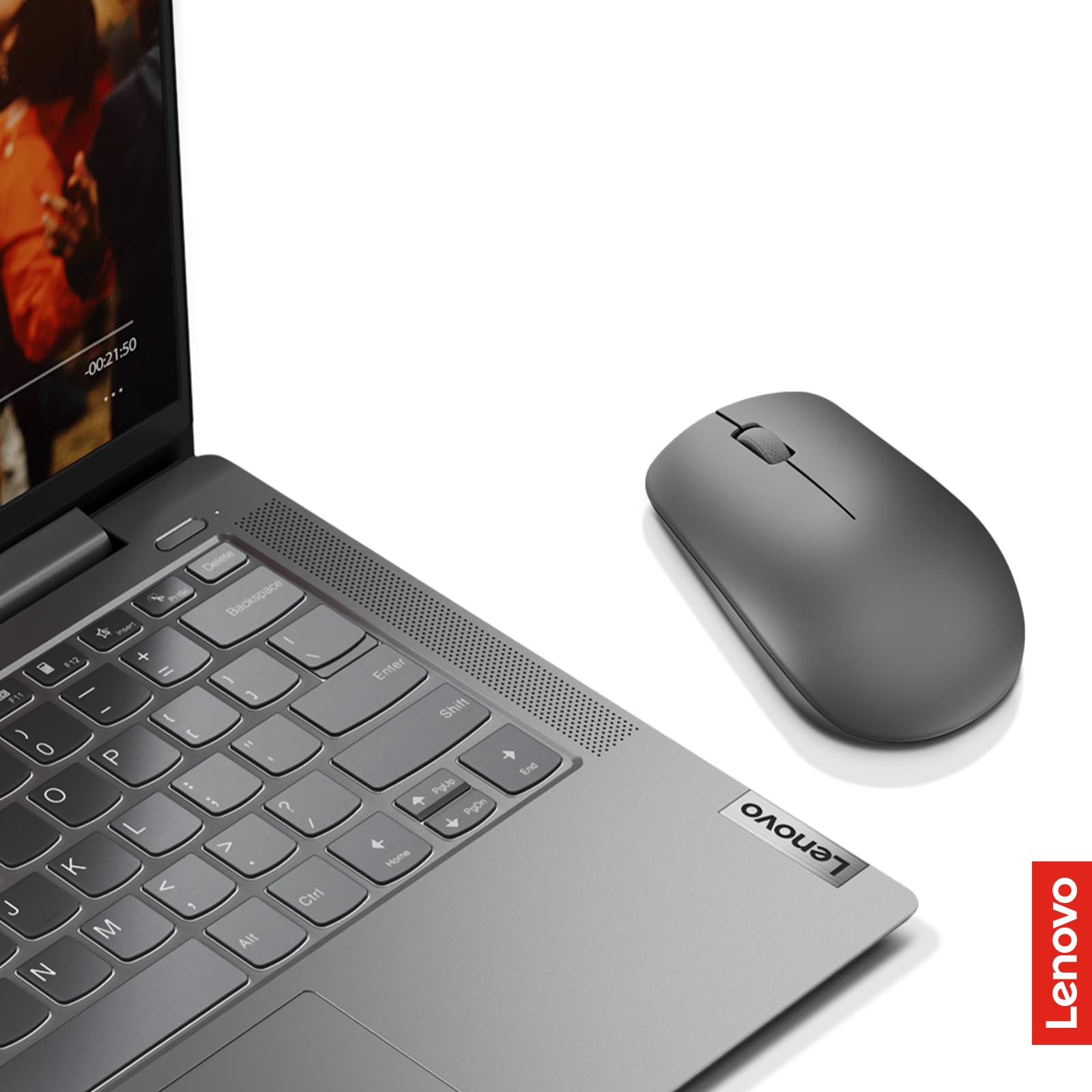 Lenovo 530 Full Size Wireless Computer Mouse for PC, Laptop, Computer with Windows - 2.4 GHz Nano USB Receiver - Ambidextrous Design - 12 Months Battery Life - Graphite Grey