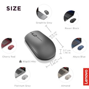 Lenovo 530 Full Size Wireless Computer Mouse for PC, Laptop, Computer with Windows - 2.4 GHz Nano USB Receiver - Ambidextrous Design - 12 Months Battery Life - Graphite Grey