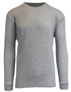 galaxy by harvic mens crew neck thermal shirt (multiple sizes/colors) heather grey