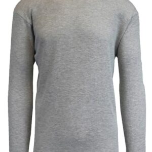 Galaxy by Harvic Mens Crew Neck Thermal Shirt (Multiple Sizes/Colors) Heather Grey