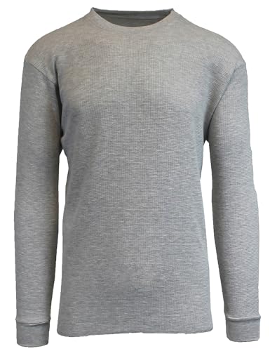 Galaxy by Harvic Mens Crew Neck Thermal Shirt (Multiple Sizes/Colors) Heather Grey