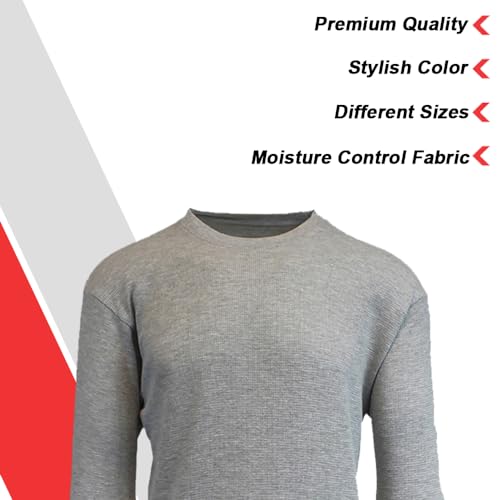 Galaxy by Harvic Mens Crew Neck Thermal Shirt (Multiple Sizes/Colors) Heather Grey