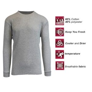 Galaxy by Harvic Mens Crew Neck Thermal Shirt (Multiple Sizes/Colors) Heather Grey