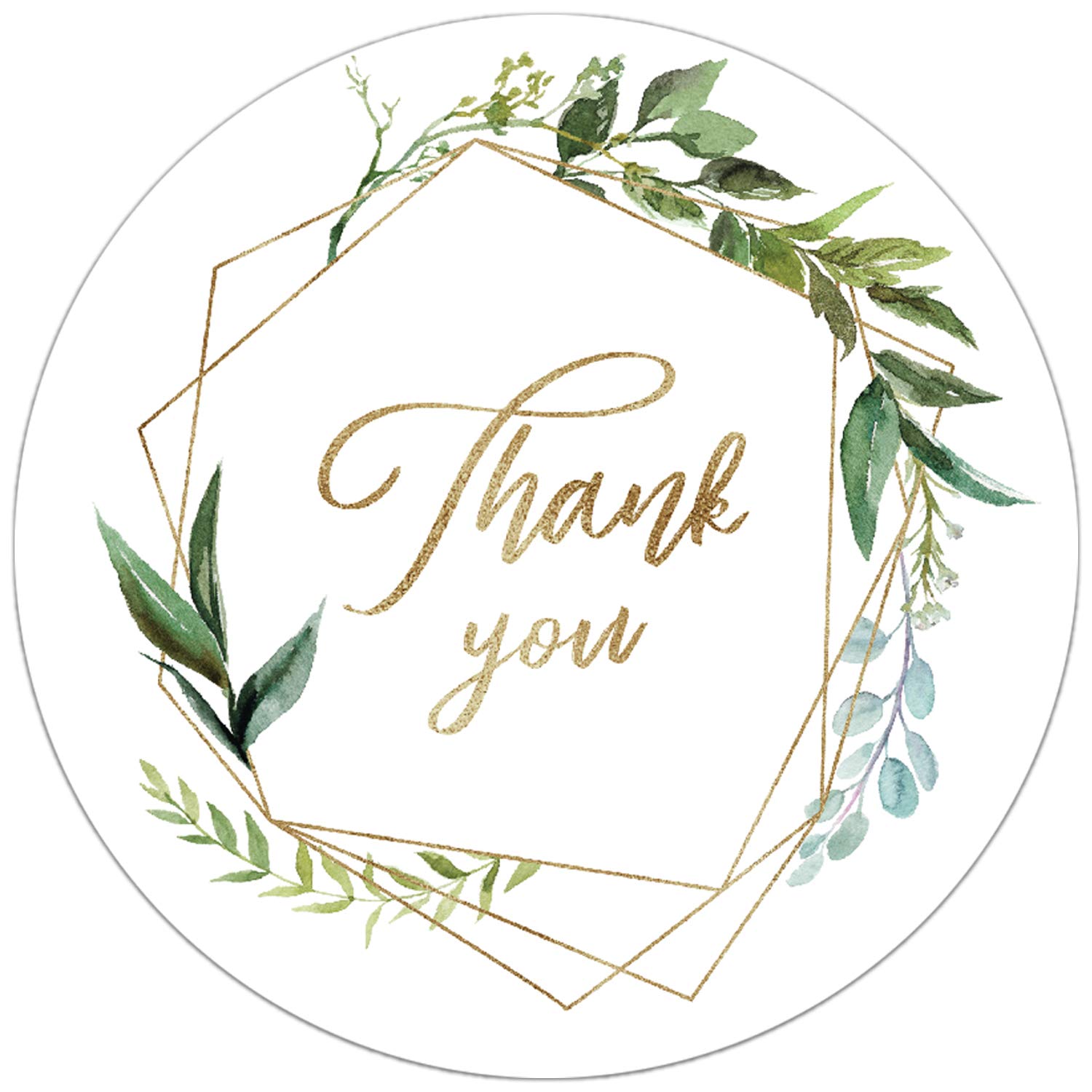 Greenery Frames Thank You Stickers, 2 Inch Thank You Stickers, 50 Thank You Labels Perfect for Small Business Owners, Wedding, Birthday Party Favors, Thanks Envelope, Gift Box.