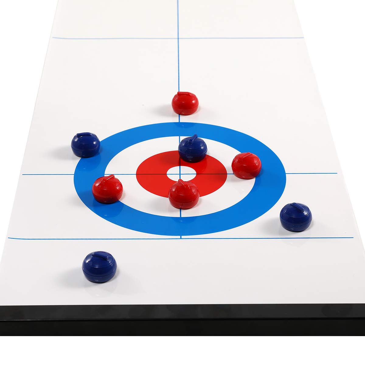 Yobbi Tabletop Curling Game for Kids, Adults & Family. Fun Indoor Sports Game for Everyone. Come with 8+2 Tabletop Curling Stones. Easy to Set Up, Play&Portable. Red & Blue Stones