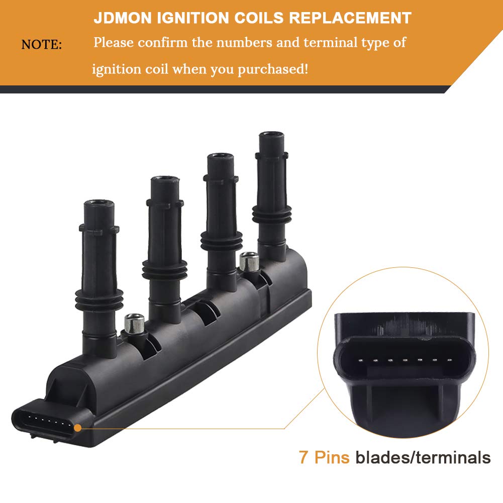 JDMON Ignition Coil Pack Compatible with Chevy Cruze Sonic Trax Volt Buick Encore 2013-2018 Cadillac ELR 2014-2016 1.4L L4 Replace for UF669 55577898 55579072 D521C