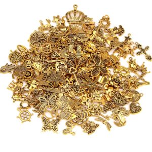 sannix 200pcs gold charms bulk antique gold charms for jewelry making charm bracelet necklace earrings diy craft making