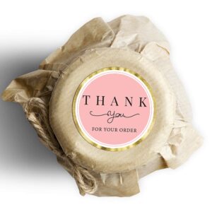 500 Thank You for Your Order Stickers, Chic Pink Thank You Stickers for Small Business, Thank You for Your Business Label Stickers, 1.4 Inches Thank You Stickers Roll.