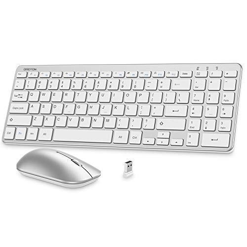 OMOTON Wireless Keyboard and Mouse Combo, Numeric Keypad/ Multimedia Shortcuts/ 3-Level Adjustable DPI, for Computer, PC, Desktop, Laptop with Windows System, Silver