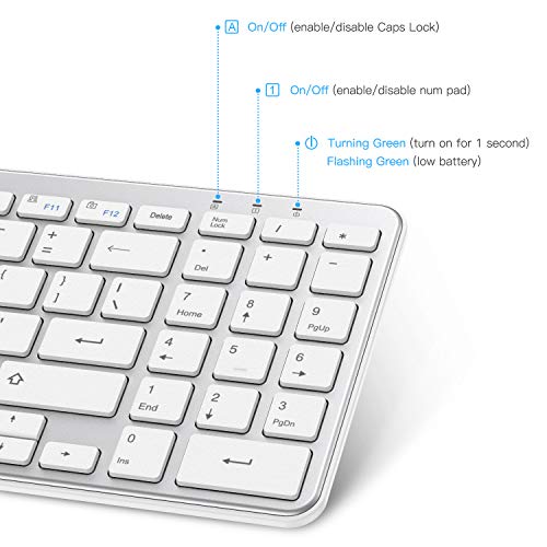 OMOTON Wireless Keyboard and Mouse Combo, Numeric Keypad/ Multimedia Shortcuts/ 3-Level Adjustable DPI, for Computer, PC, Desktop, Laptop with Windows System, Silver