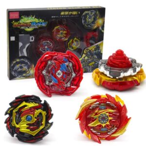 fansetoyuma bey battle tops metal fusion burst turbo gyro evolution set with 4d launcher grip and stadium-red