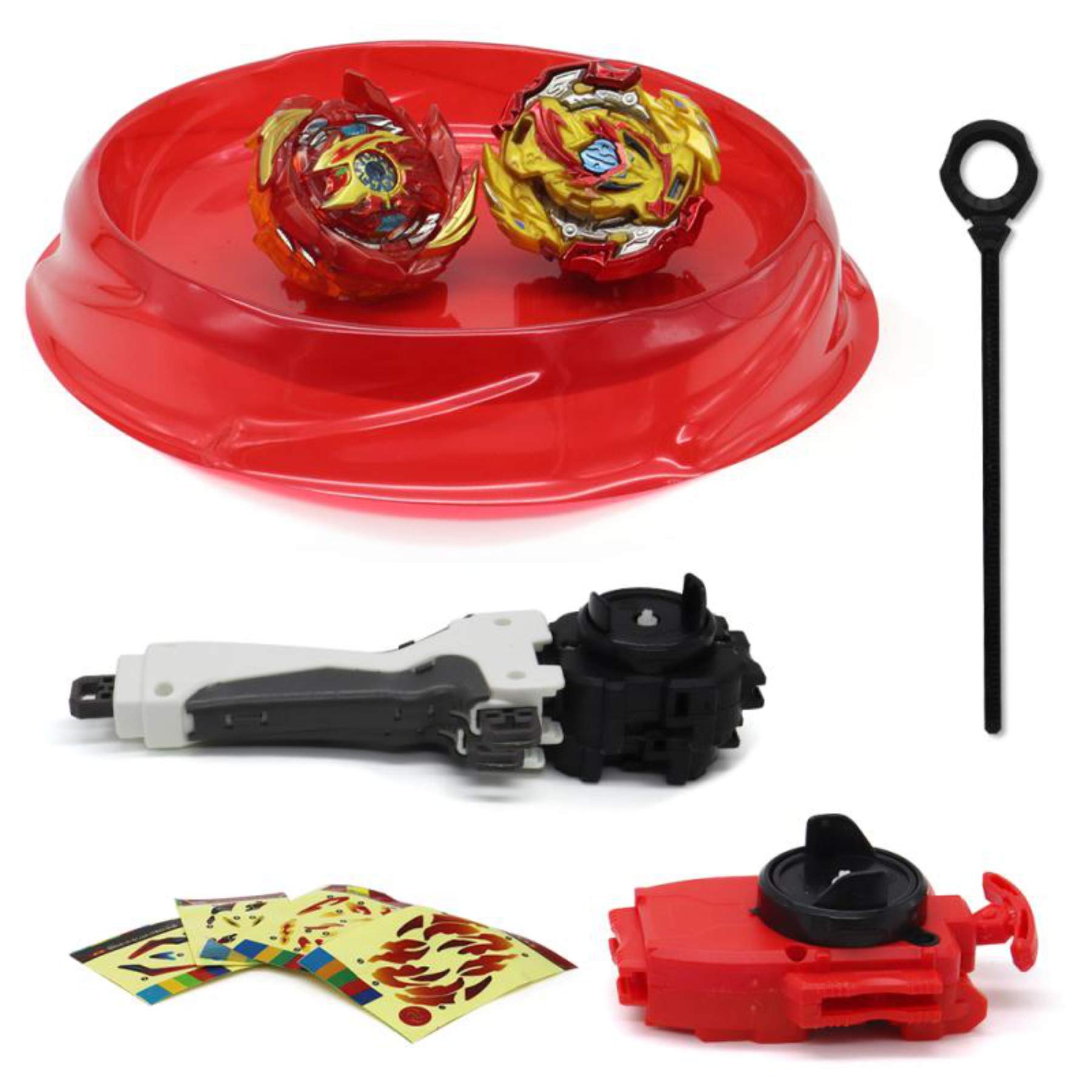 FANSETOYUMA Bey Battle Tops Metal Fusion Burst Turbo Gyro Evolution Set with 4D Launcher Grip and Stadium-Red