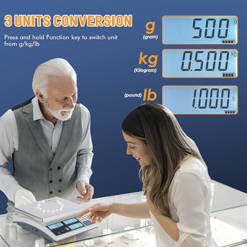 Bonvoisin Industrial Counting Scale Digital Scale for Parts and Coins kg/g/lb Electronic Gram Scale Inventory Counting Scale Industrial Parts Coins Piece Counting Scale (30kg/66lb, 1g)