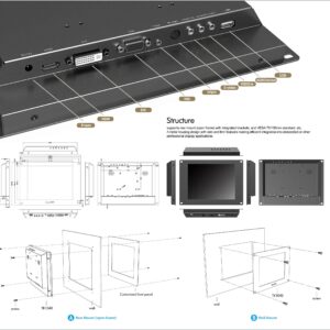 LILLIPUT 10.4" TK1040-NP/C/T-A 5-Wire resisitive 4:3 HDMI Open Frame Touch Screen