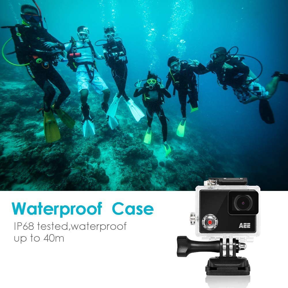 AEE Shadow Action Camera 4K Ultra HD Waterproof 130 ft Camcorder 1.8“ Touchscreen Time Lapse Sports Camera Built-in WiFi