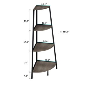 HOMYSHOPY 4 Shelves Industrial Corner Bookcase, A-Shaped Display Storage Rack Shelves, Grey Finish