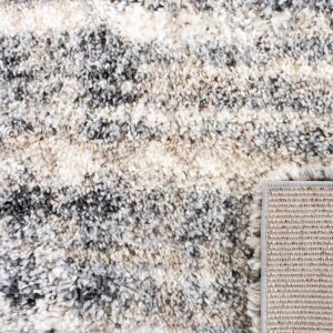 SAFAVIEH Fontana Shag Collection Area Rug - 10' x 14', Grey & Ivory, Modern Design, Non-Shedding & Easy Care, 2-inch Thick Ideal for High Traffic Areas in Living Room, Bedroom (FNT856G)