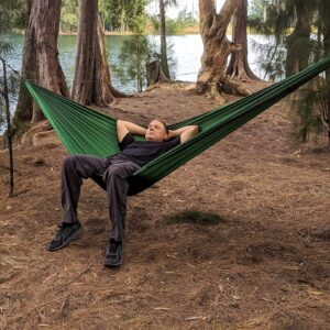 Go Hammock 2.0-11' Long for Max Comfort, w/Ridgeline, Rapid Deployment Bag, Carabiners & Fabric Tensioners (Coyote Brown)