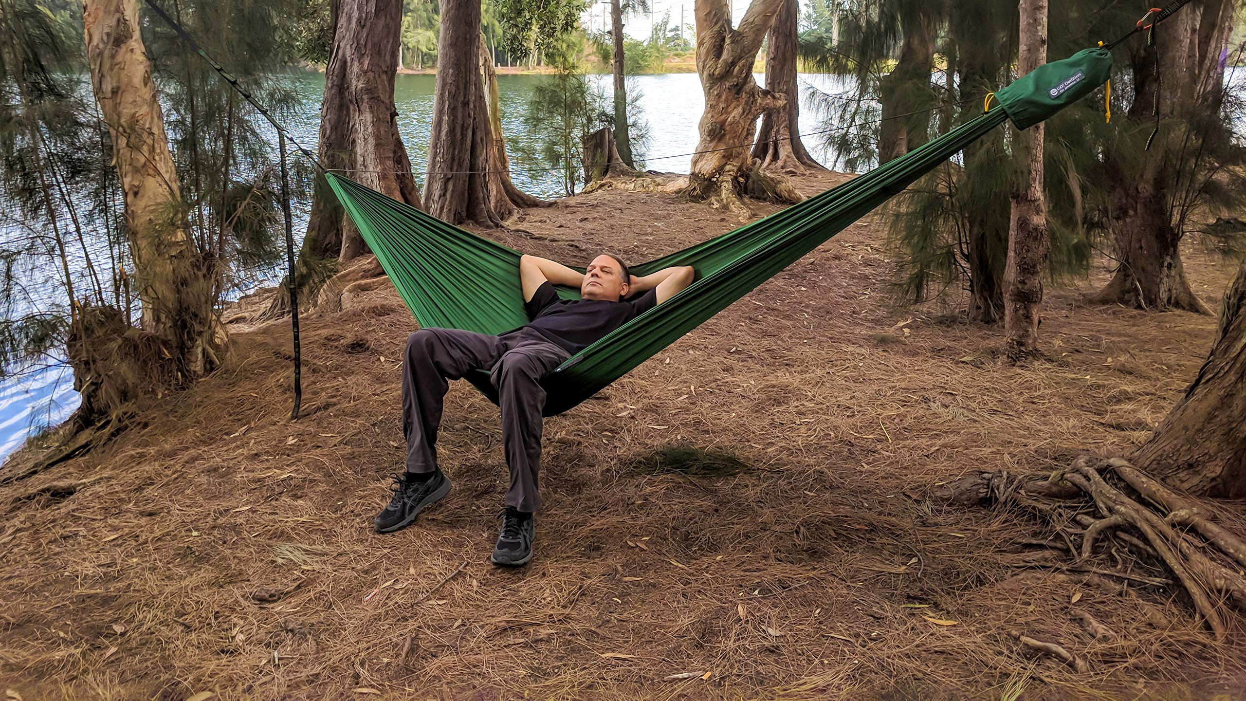 Go Hammock 2.0-11' Long for Max Comfort, w/Ridgeline, Rapid Deployment Bag, Carabiners & Fabric Tensioners (Coyote Brown)