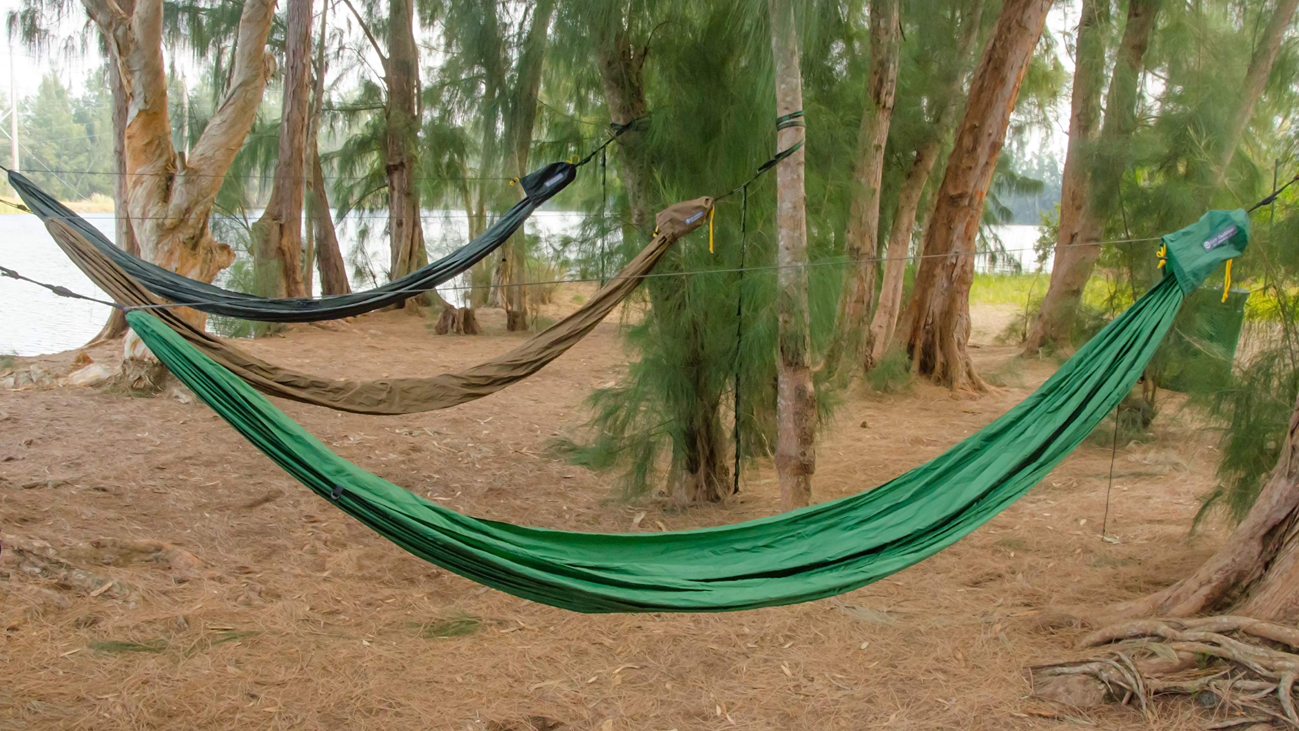 Go Hammock 2.0-11' Long for Max Comfort, w/Ridgeline, Rapid Deployment Bag, Carabiners & Fabric Tensioners (Coyote Brown)