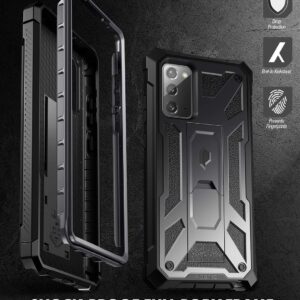 Poetic Spartan Series for Samsung Galaxy Note 20 Case, Full-Body Rugged Dual-Layer Metallic Color Accent with Premium Leather Texture Shockproof Protective Cover with Kickstand, Gun Metal