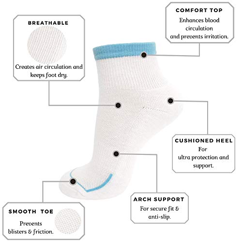 TECHSOCK Ankle Athletic Socks Womens Running Socks Arch Support - 6 Pairs