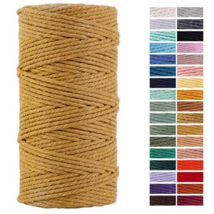 khaki macrame cord 3mm x 109yards,colored cotton rope craft cord colorful cotton cord twine for wall hanging plant hangers crafts knitting decorative projects