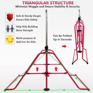 RAVS Gymnastics Bar for Kids with Swing Set Expandable Gymnastics Bars for Home 3' to 5' Adjustable Height Folding Gymnastics Training Bar Max Load 170LBS