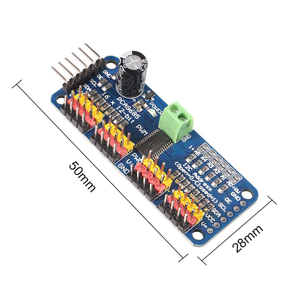 Aoicrie 5pcs PCA9685 16 Channel PWM Servo Motor Driver PCA9685 IIC Module 12-Bit, for Robot or for Raspberry pi Shield Module servo Shield