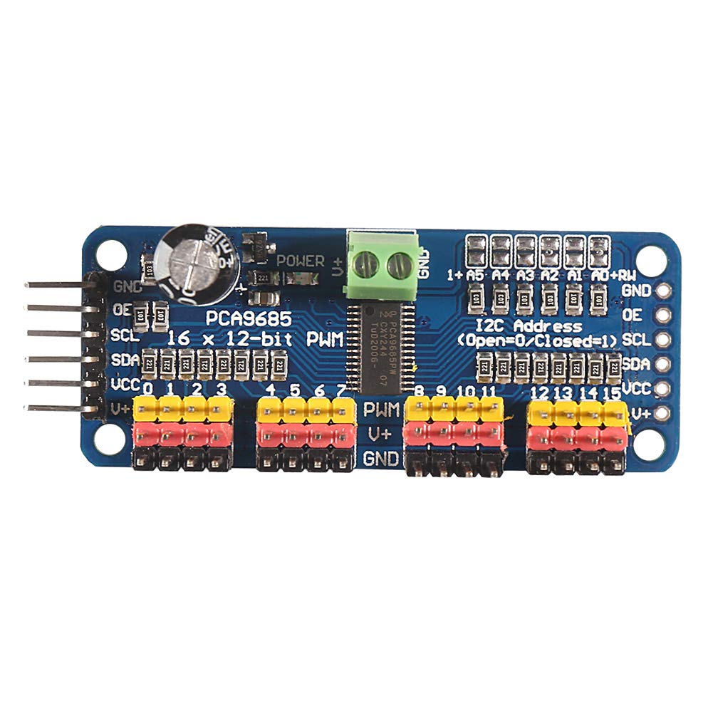 Aoicrie 5pcs PCA9685 16 Channel PWM Servo Motor Driver PCA9685 IIC Module 12-Bit, for Robot or for Raspberry pi Shield Module servo Shield